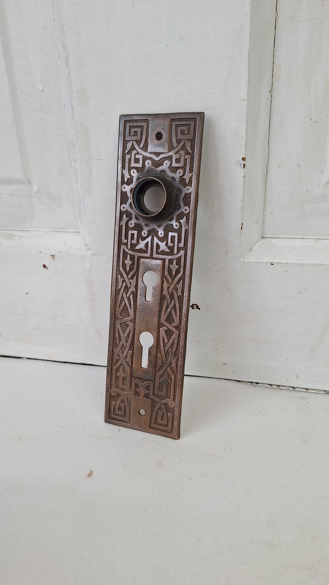 Ornate Bronze Victorian Exterior Back Plate, Eastlake Escutcheon With ...