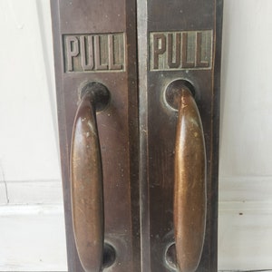 Antique Bronze Push Pull Handles by Sargent, Swinging Door Pulls, Brass Push Plate, Commercial ...