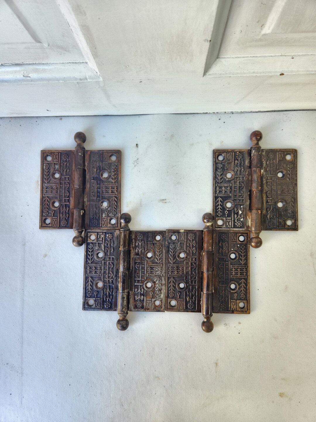 Set of Four 4 Victorian Iron Hinges, Fancy Antique Cast Iron Door Hinge ...