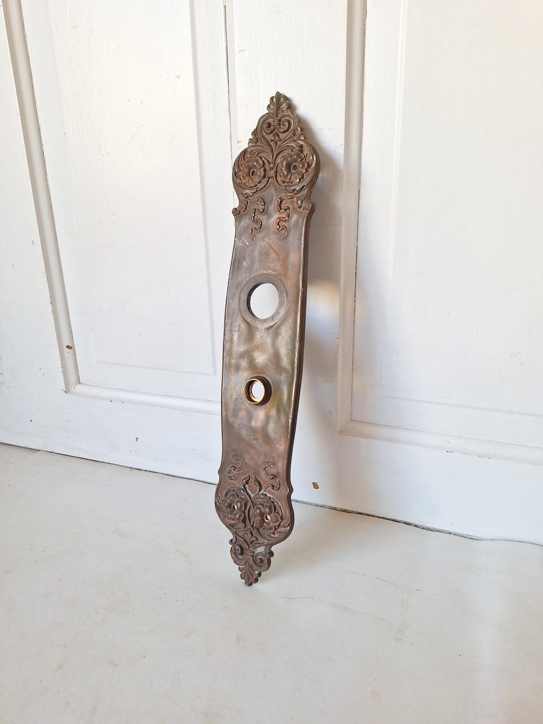 16" Large Bronze Victorian Exterior Back Plate, Bronze Escutcheon ...