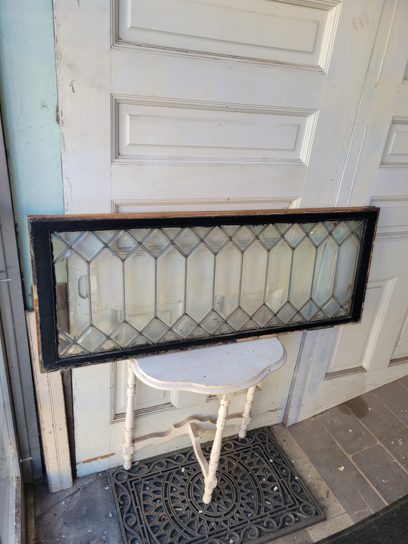 Beveled Leaded Glass Transom in Reclaimed Wood Frame Vintage - Etsy
