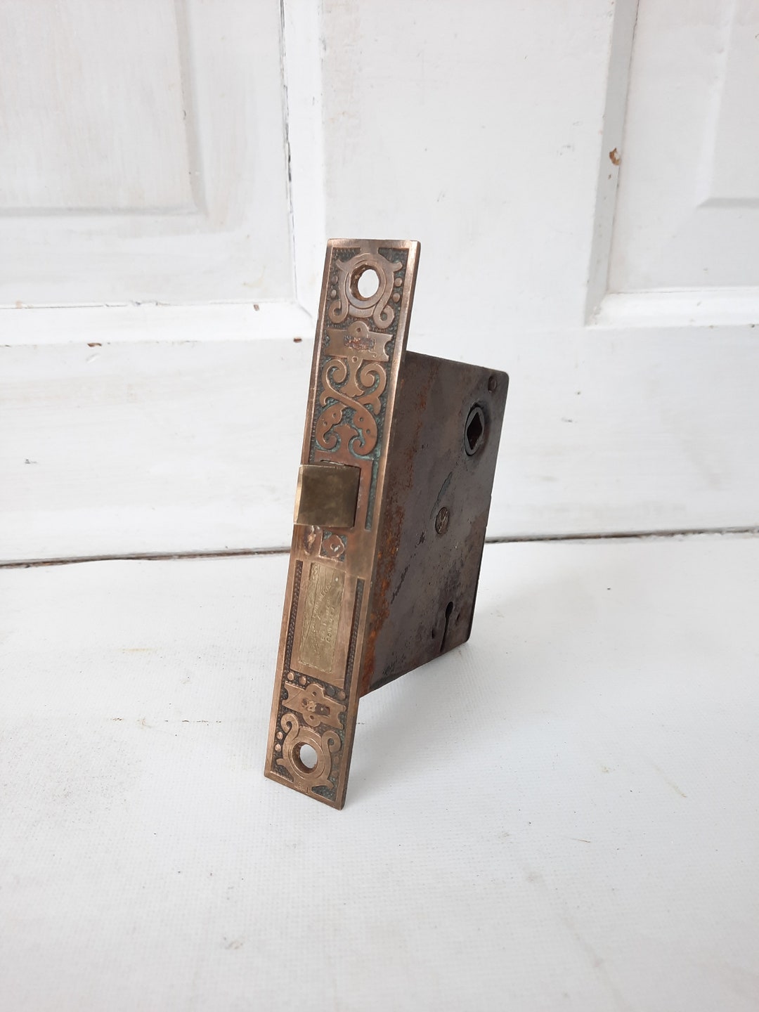 Ornate Mortise Lock, Antique Door Lock, Bronze and Iron Antique Door ...