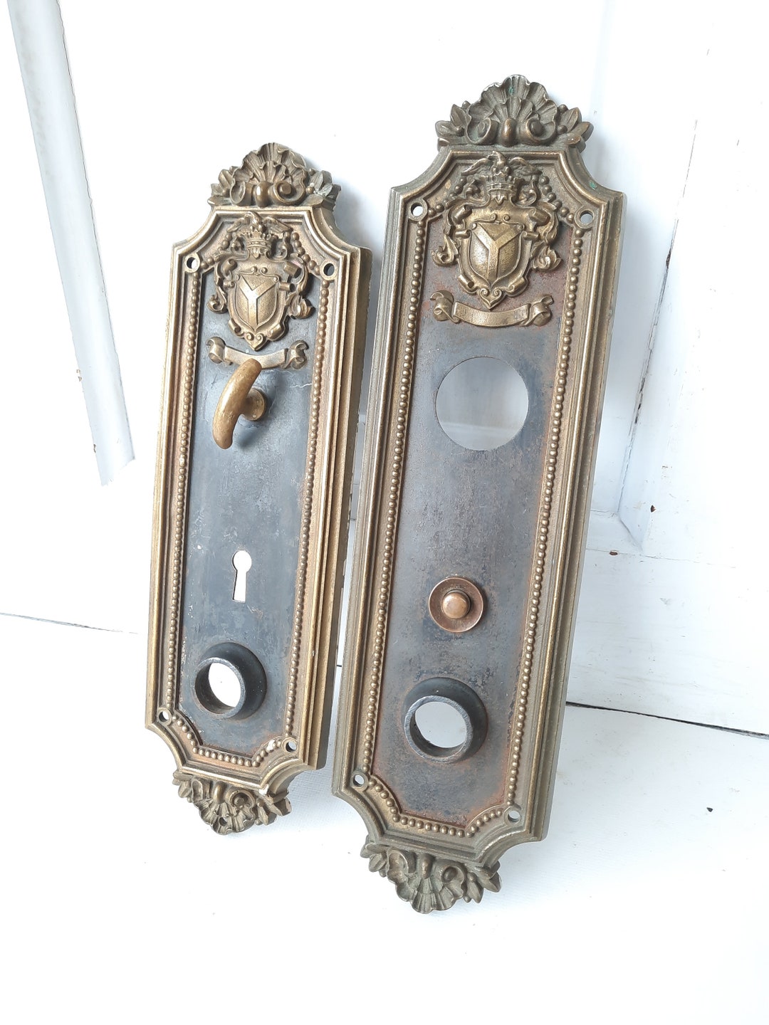 Antique Entry Door Plates, Front Door Backplates, Exterior Door Plates ...