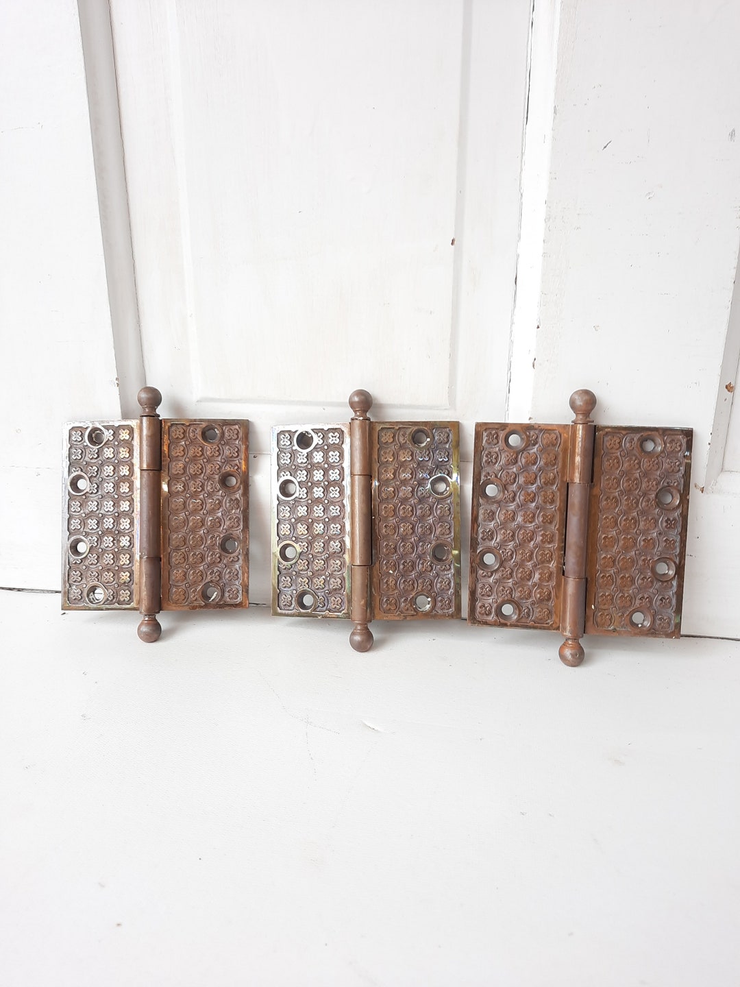 4.5" Large Door Hinges, 4 Inch Hinges, Extra Large Antique Hinges, Madras Pattern Yale Towne ...