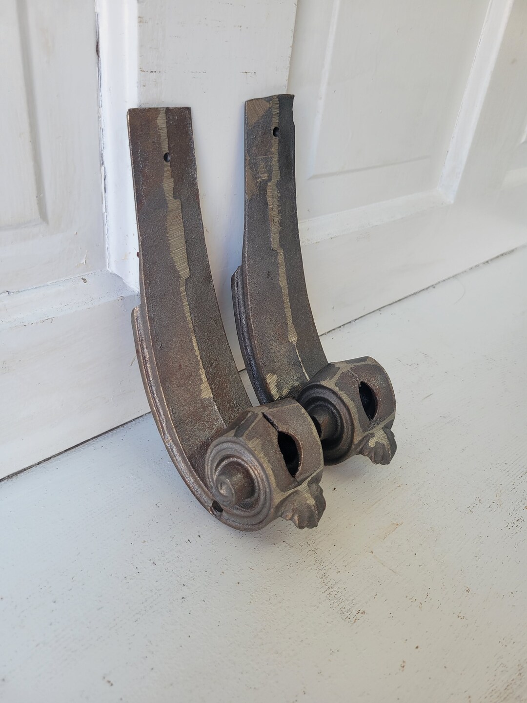 Two Vintage Architectural Scroll Hooks, Leaf Shape Hook, Floral Hook ...