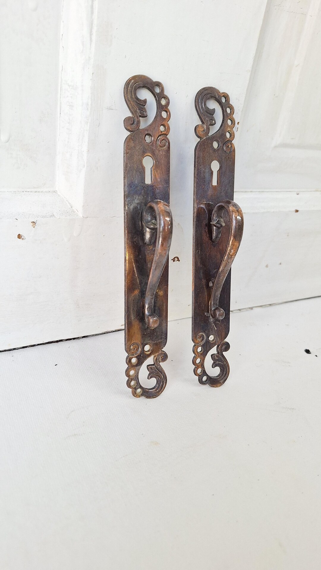 Pair of Victorian Cabinet Pulls: Victorian Era Keyhole Drawer Handles ...