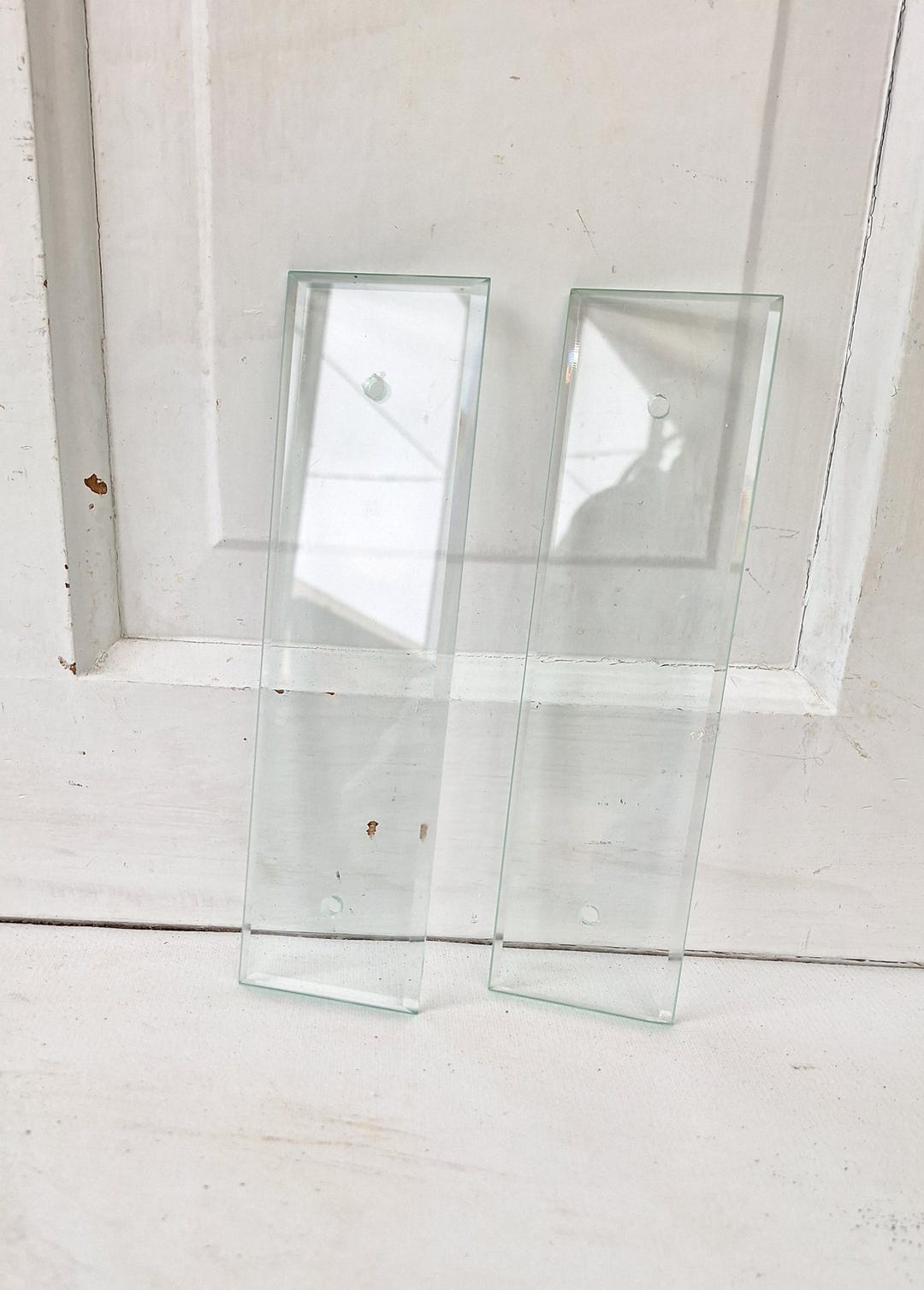 8 Pair of Beveled Glass Push Plates, Swinging Door Plates, Clear Glass ...