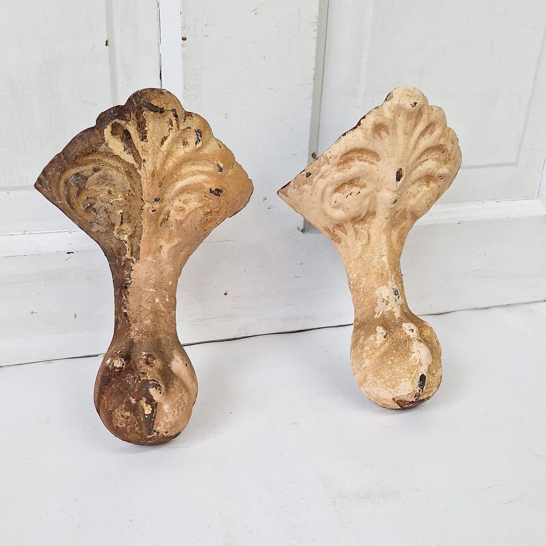 Pair of Antique Cast Iron Bathtub Feet, Old Claw Foot Tub Feet, Claw ...