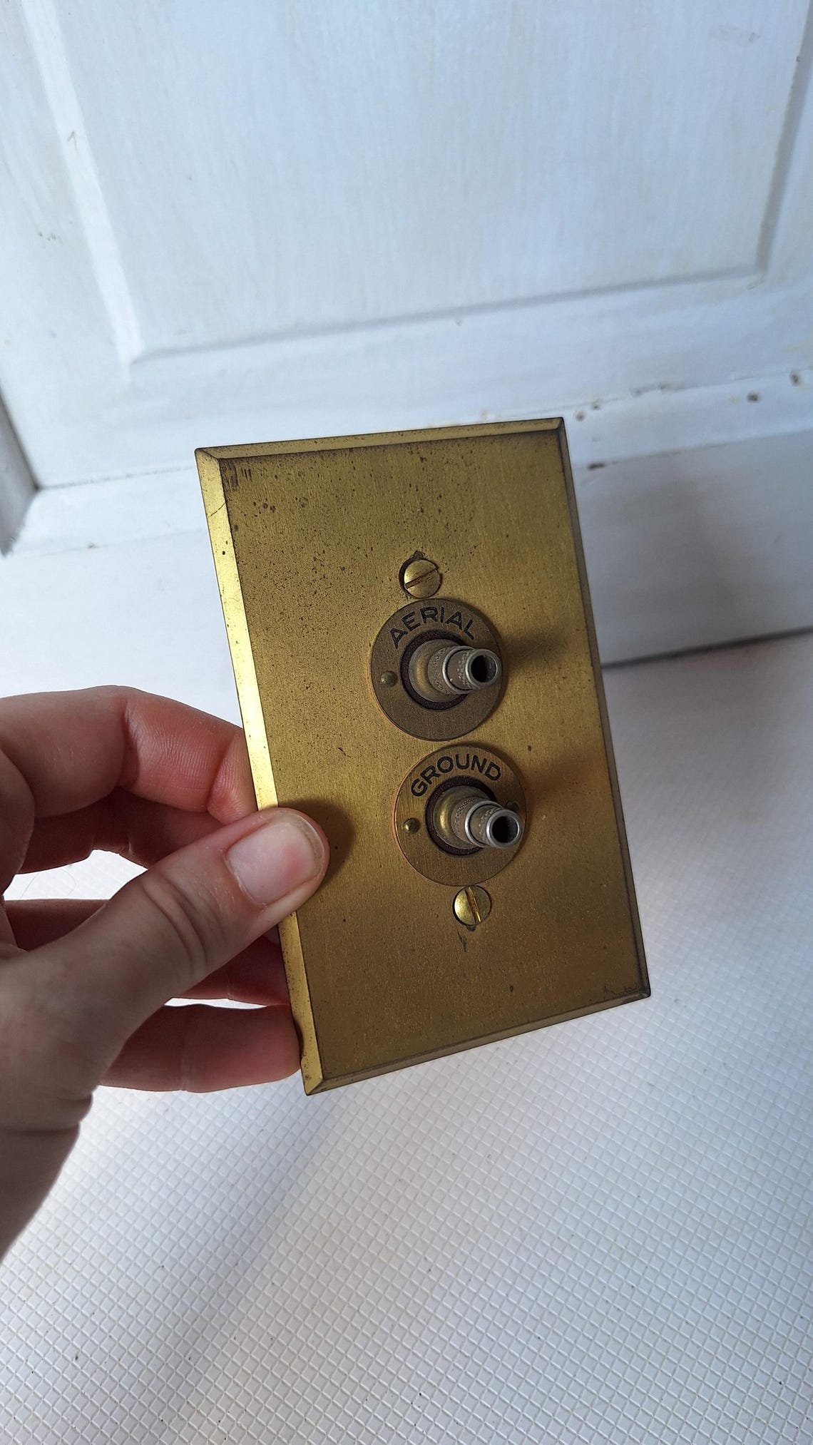 NOS Brass Radio Outlet Switchplate: Vintage Aerial Ground - Etsy