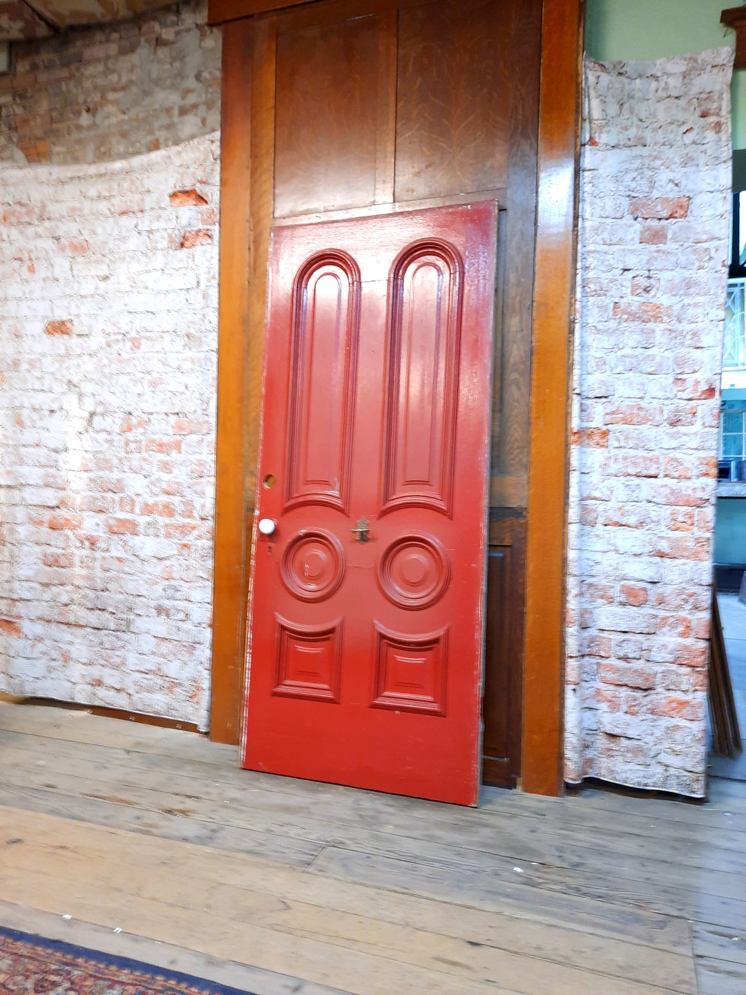 36 Solid Arched Panel Entry Door With Original Hardware, Victorian ...