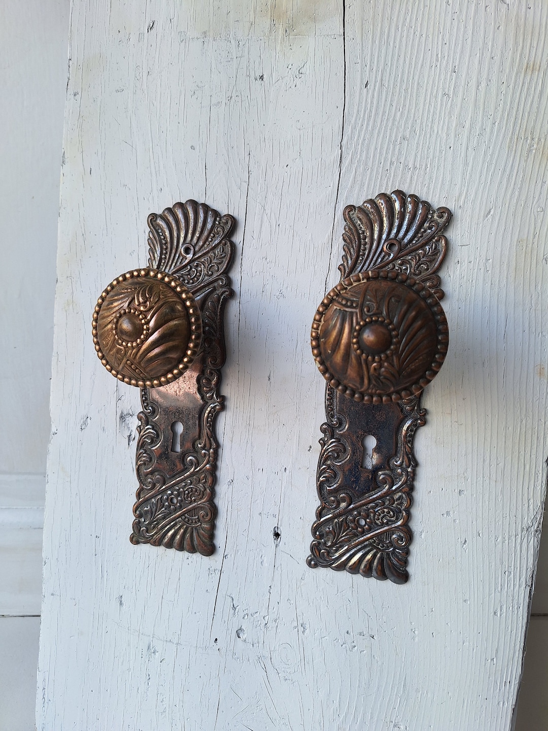 Complete Roanoke Hardware, Victorian Doorknobs, Flower Door Knobs, Brass Escutcheons, Antique ...