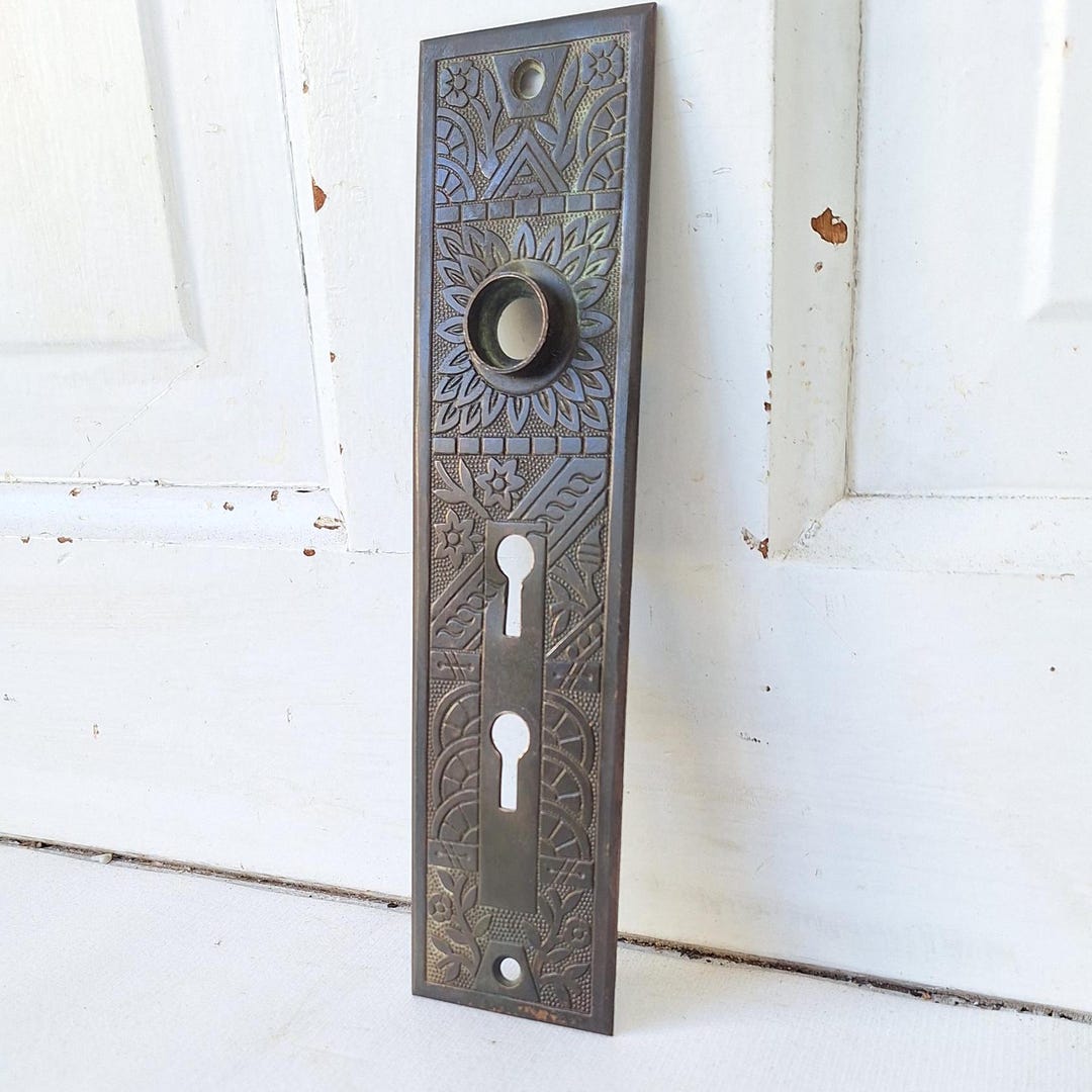 Eastlake Bronze Plate With Double Keyhole, Eastlake Escutcheon With Two ...