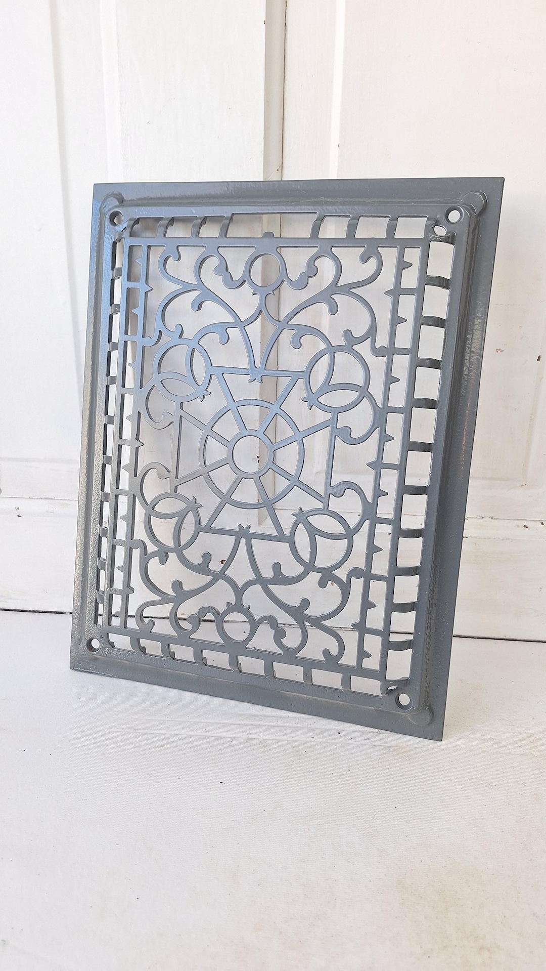 10 X 13 Raised Wall Vent Cover, Antique Cast Iron Ornate Register Cover ...