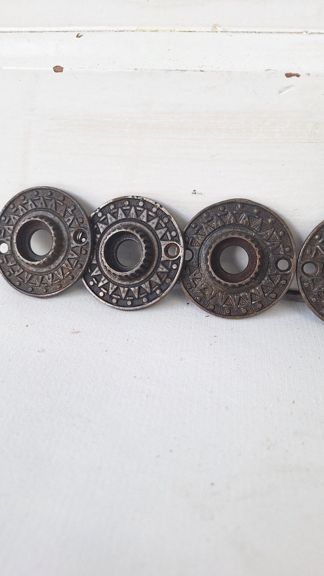 Pair Cast Iron Door Rosettes, Round Door Back Plates, Eastlake Hardware ...