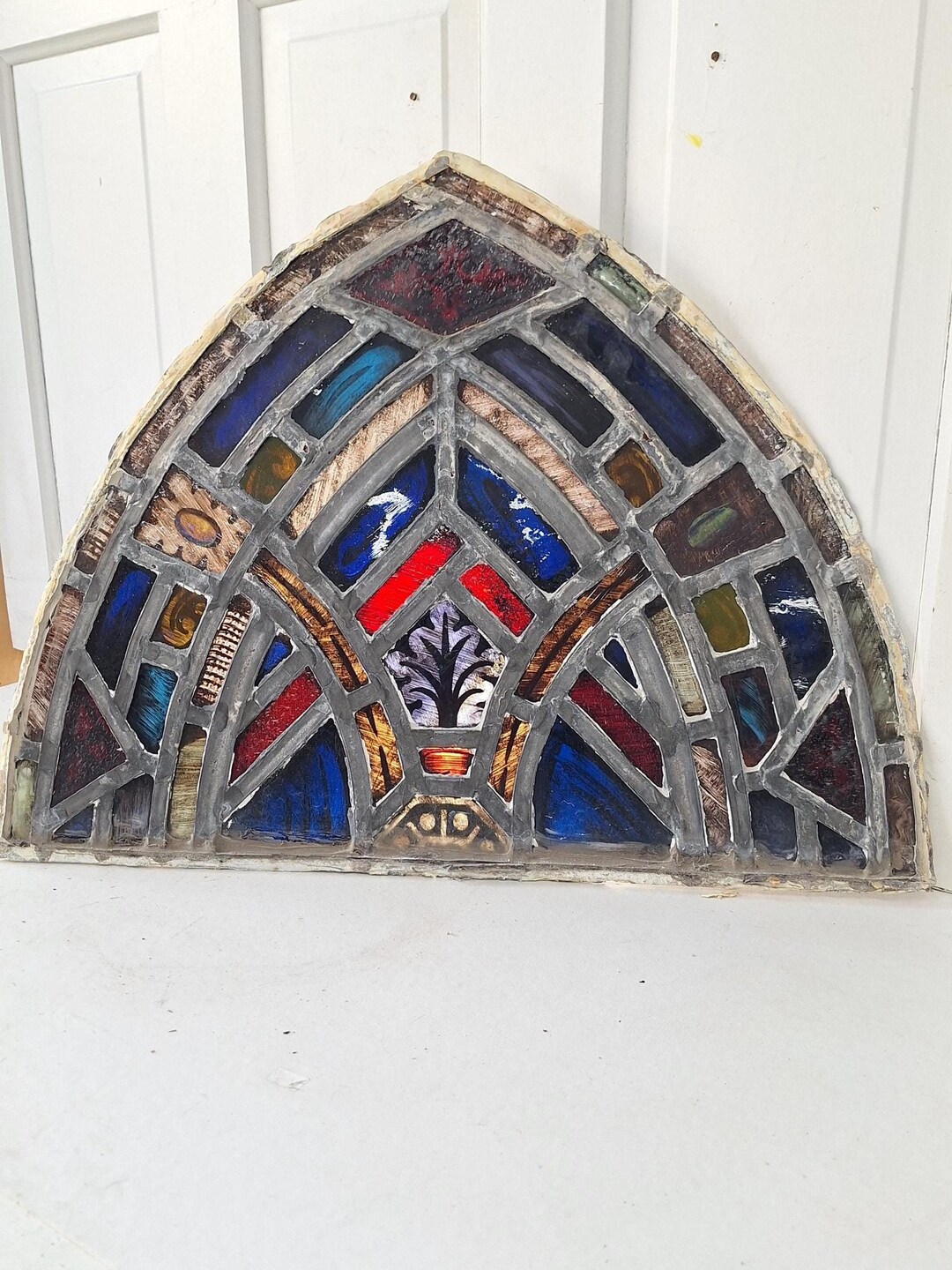 Small Gothic Arch Antique Stained Glass, Vintage Church Window - Etsy