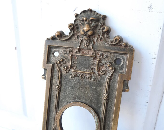 Lion Design Bronze Victorian Back Plate by Sargent, Eastlake Escutcheon ...