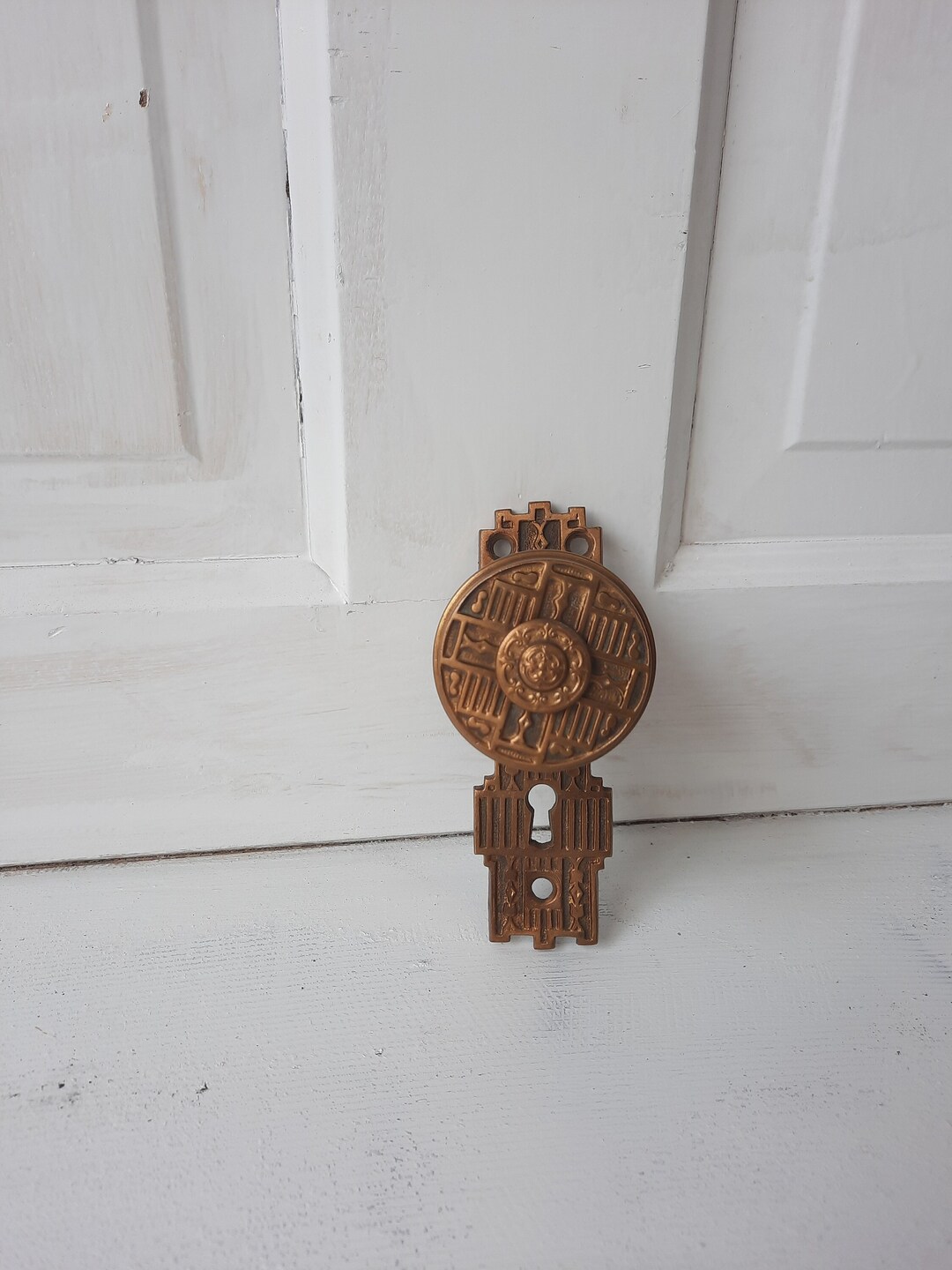 Gilbert Lock Works Bronze Eastlake Lever Handle, Knob and Plate With ...