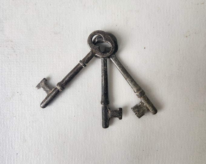 3 Vintage Cast Iron Skeleton Keys, Antique Skeleton Key, Antique Keys ...