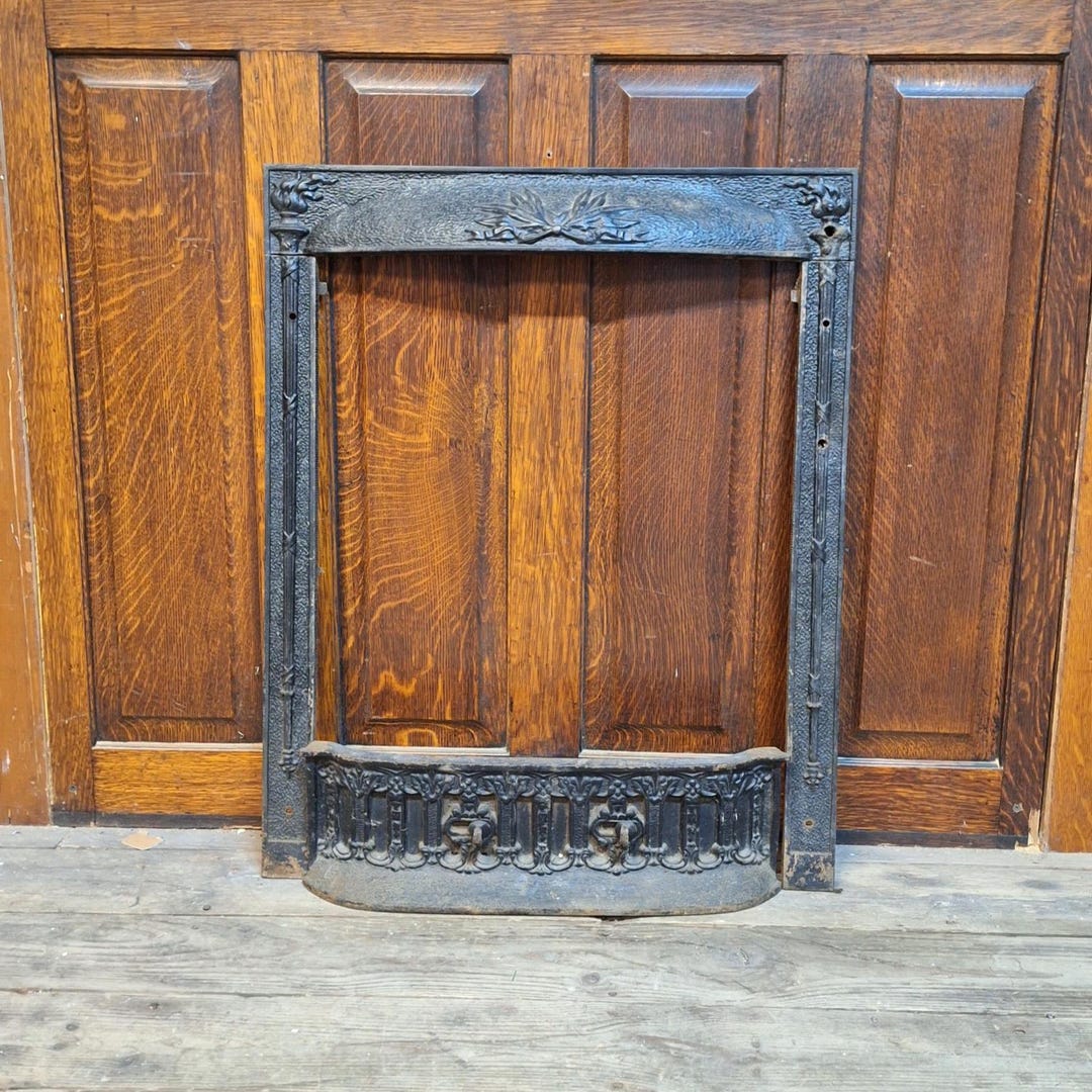 Cast Iron Fireplace Firebox Frame, Fireplace Mantle Metal Insert - Etsy