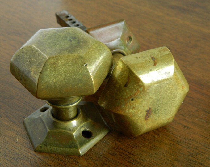 Hexagon ENTRY Door Knobs, Hexagonal Brass Knobs, Exterior Doorknobs ...