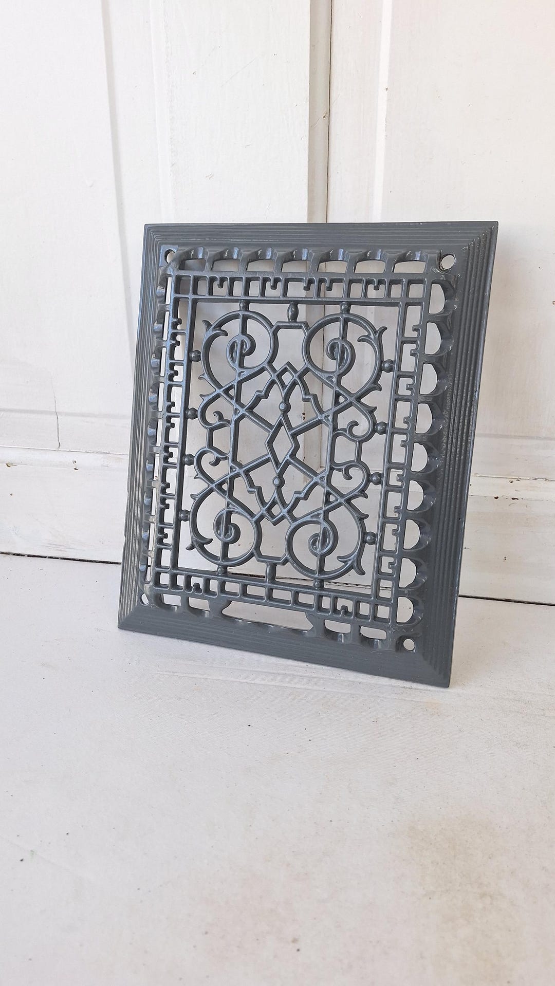 10 X 12 Fancy Raised Wall Vent Cover, Antique Cast Iron Ornate Register ...
