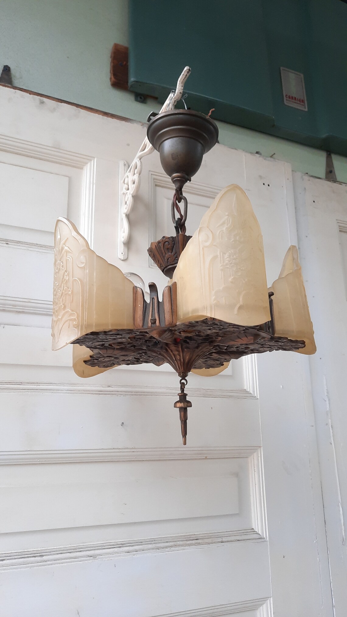 Slip Shade Light Art Deco Light Antique Chandelier - Etsy