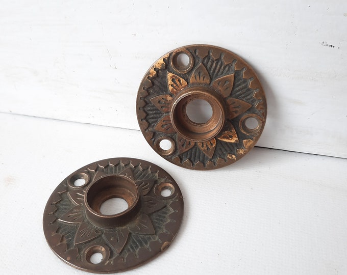 2 Sunflower Rosettes, Door Knob Rosettes, Brass Door Plates, Brass ...