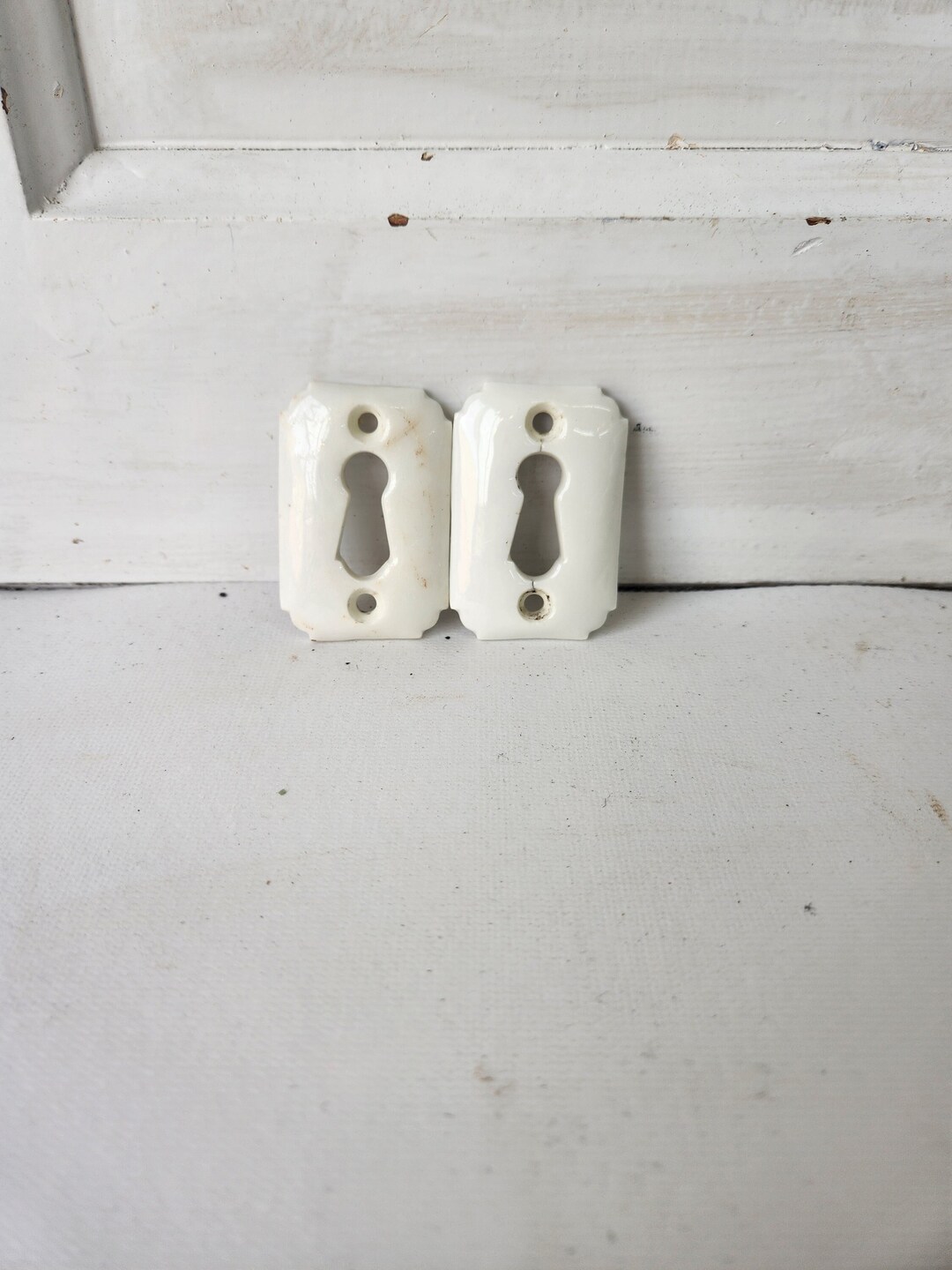 Large Antique Porcelain Key Hole Covers, Antique White Ceramic Key Hole ...