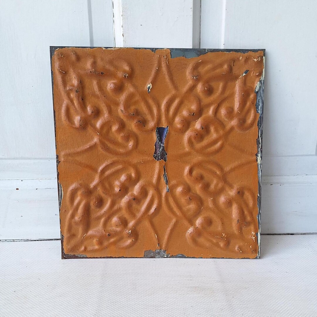 Small 12" Ceiling Tile Square, Vintage Stamped Metal Ceiling Tin ...