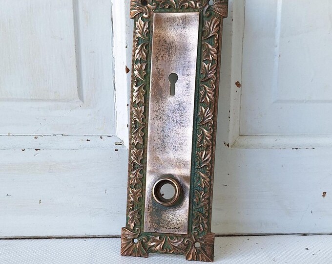 Large Bronze Leaf Pattern Entry Plate With Upper Keyhole, Front Door ...