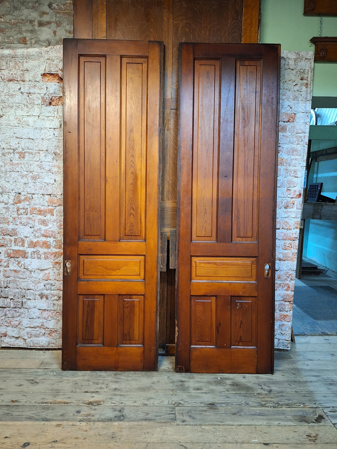 60" Wide Pocket Doors by 101" Tall, Set of Antique Doors, Matching Pine ...