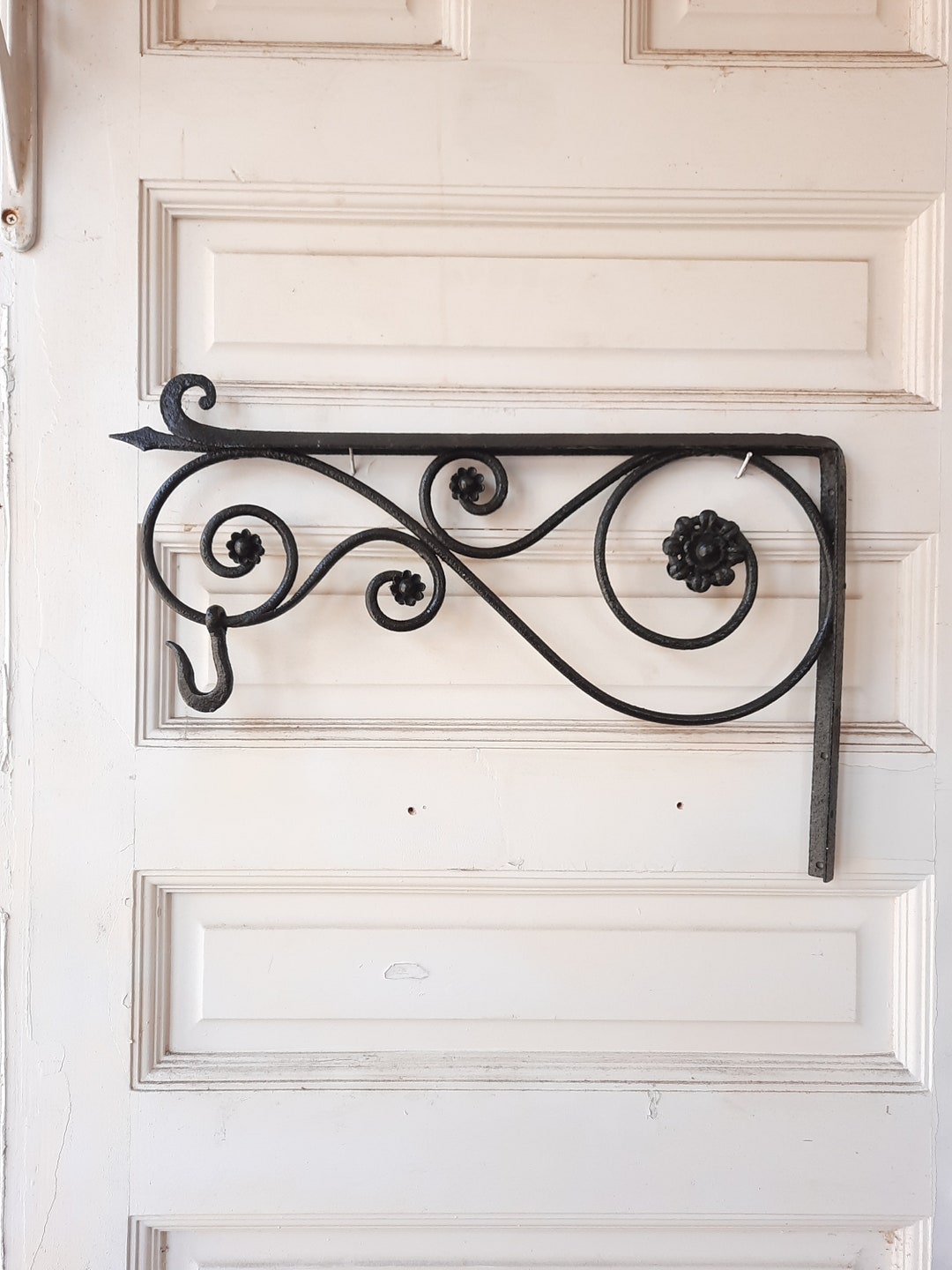 Large Iron Corner Bracket, Ornate Vintage Hanging Planter Hook, Fancy ...