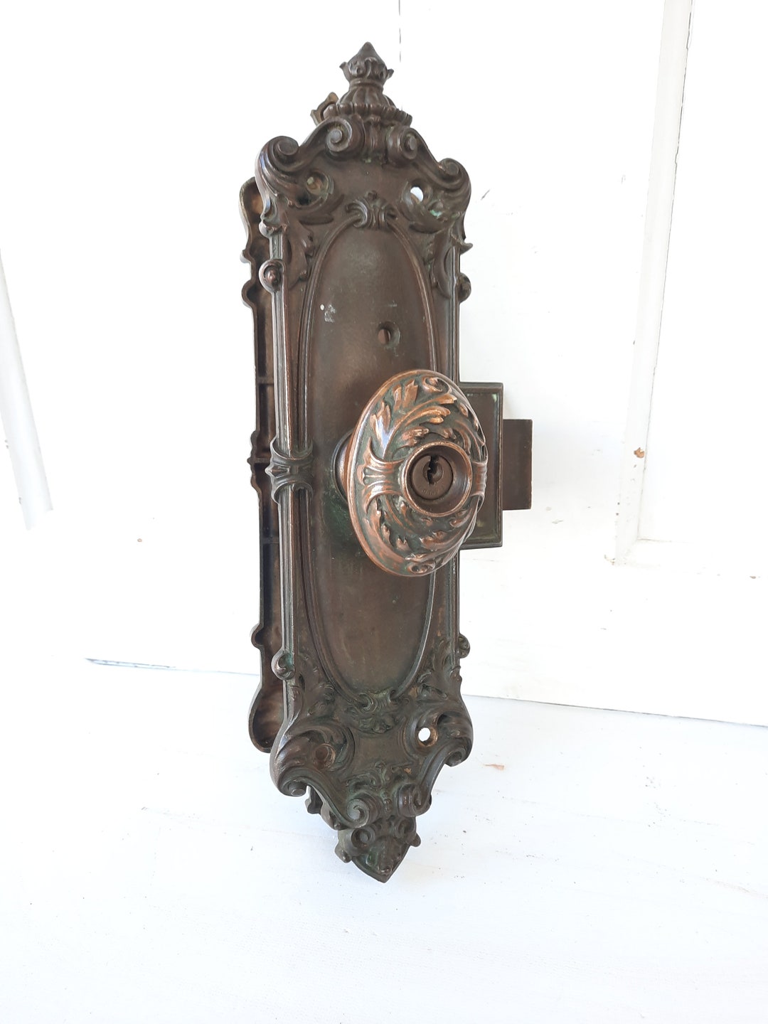 Solid Bronze Unit Lock Door Hardware Set, Antique Commercial Door Lock ...