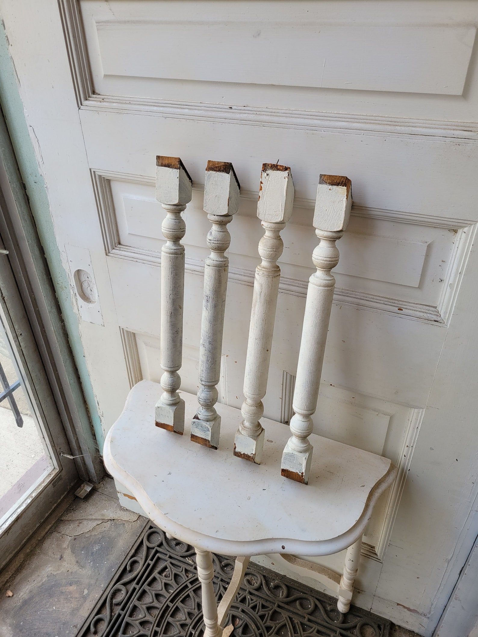 4 Antique Spindles, White Spindles, Vintage Spindles, Candlestick Base ...