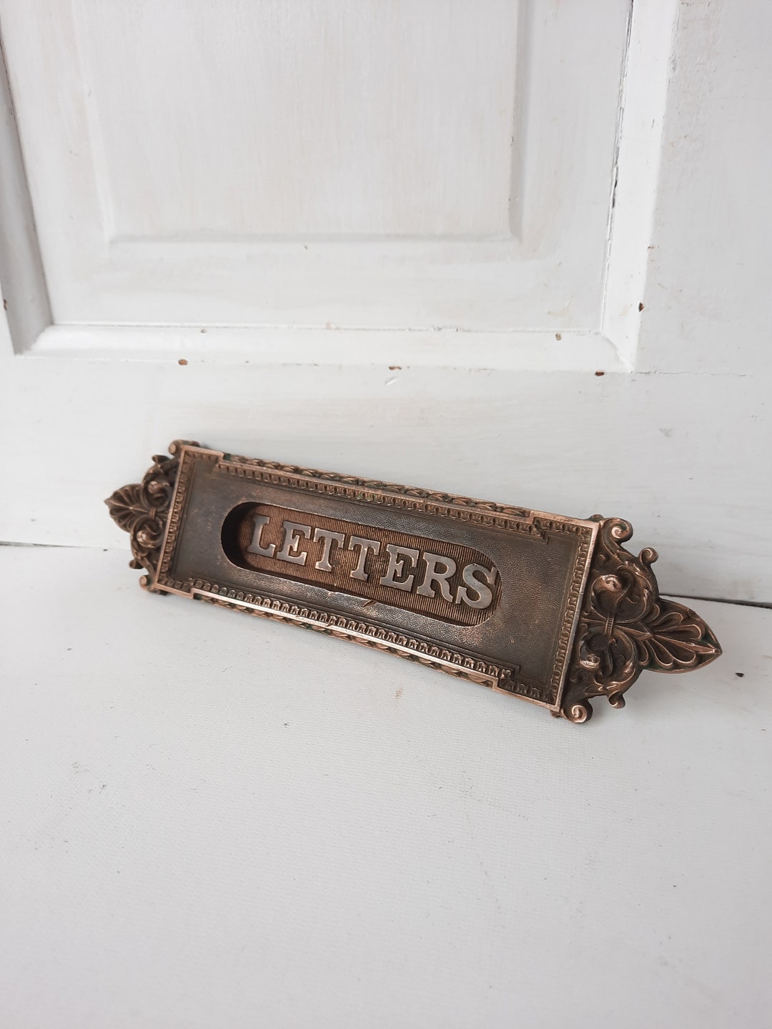 Ornate Bronze Letter Slot, Fancy Antique Mail Slot, Post Slot, Mail ...
