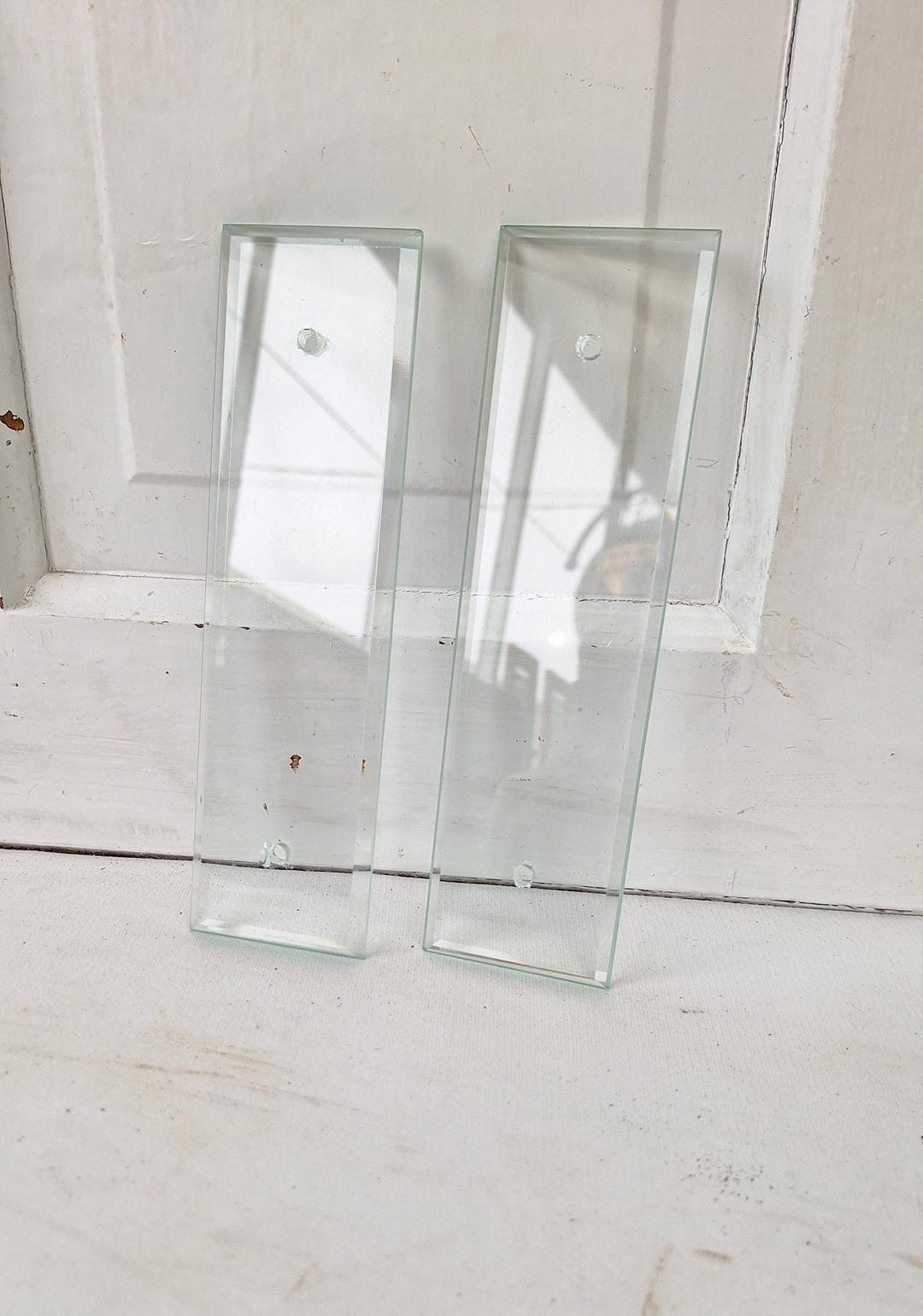 8 Pair of Beveled Glass Push Plates, Swinging Door Plates, Clear Glass ...