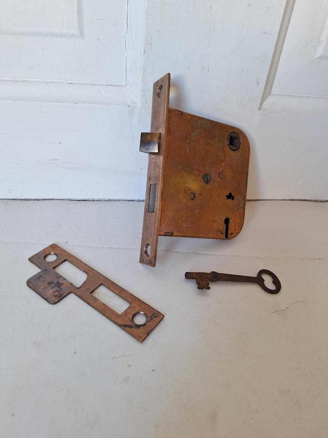 Antique Mortise Lock With Skeleton Key, Antique Keyed Door Lock ...
