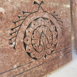 Pair of Etched Granite Plinth Blocks, Etched Antique Marble, Carved ...