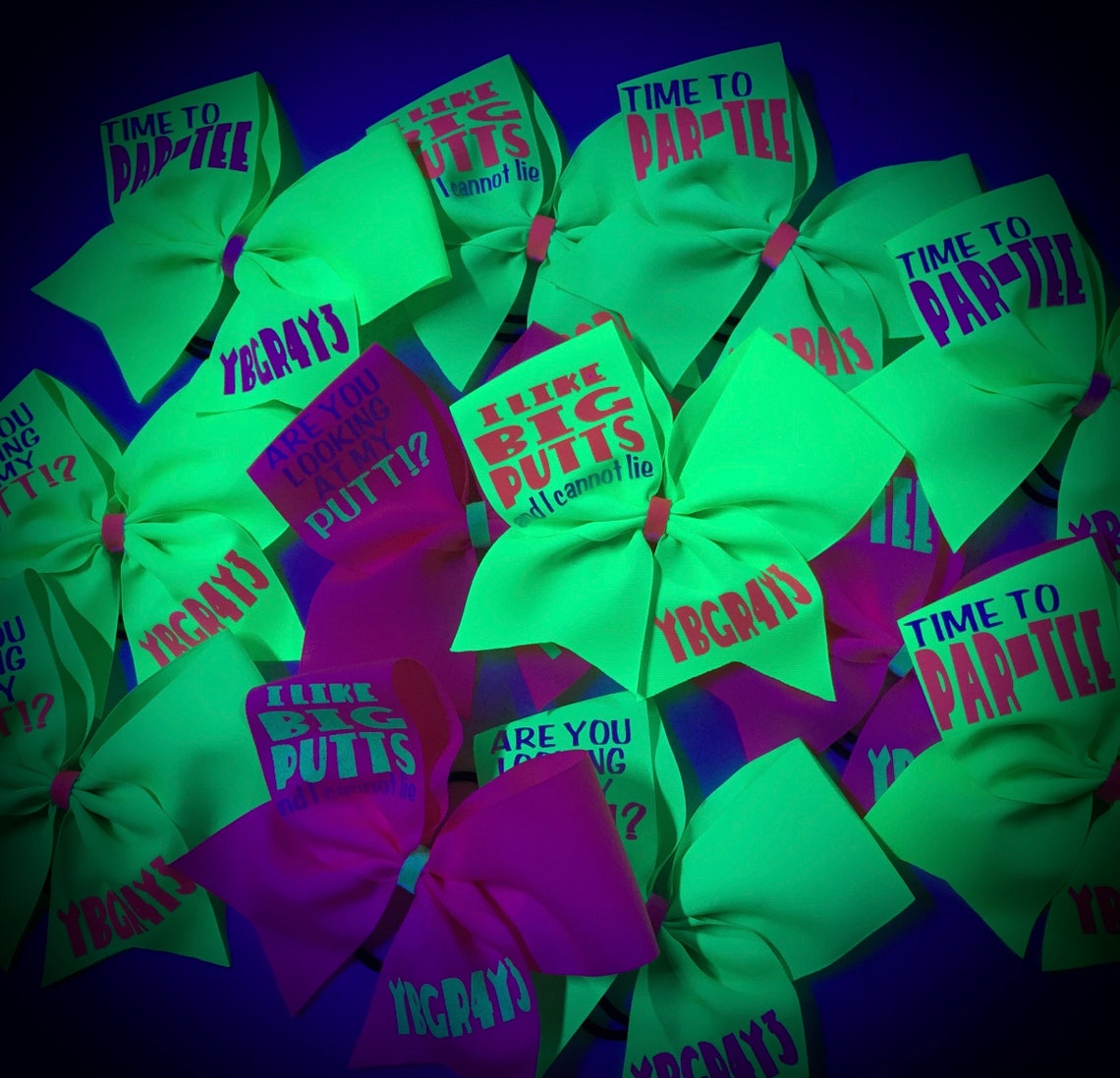 GLOW BOW Glow Party BLACKlight Glow BowAdd Text Squad | Etsy