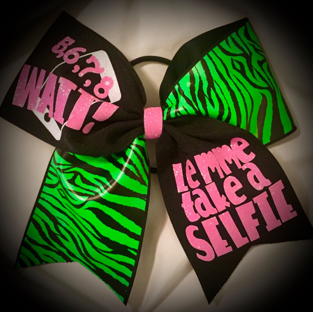 Take a SELFIE Bow~zebra CHEER Bow Tick Tock Bow Comes in White or Black ...