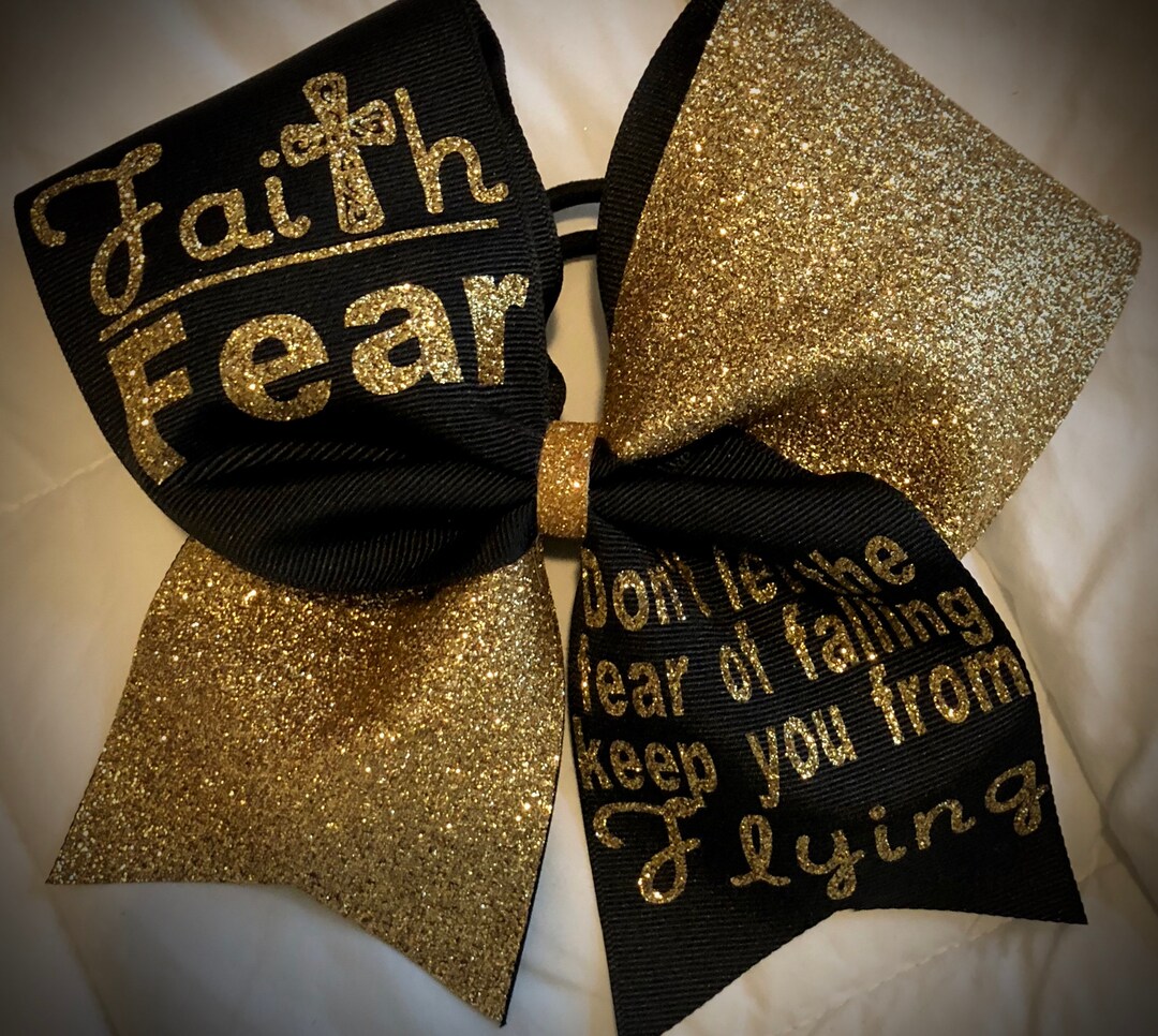 Faith OVER Fear CHEER Bow GLITTER Bow in Many Colors Perfect Cheer Gift ...