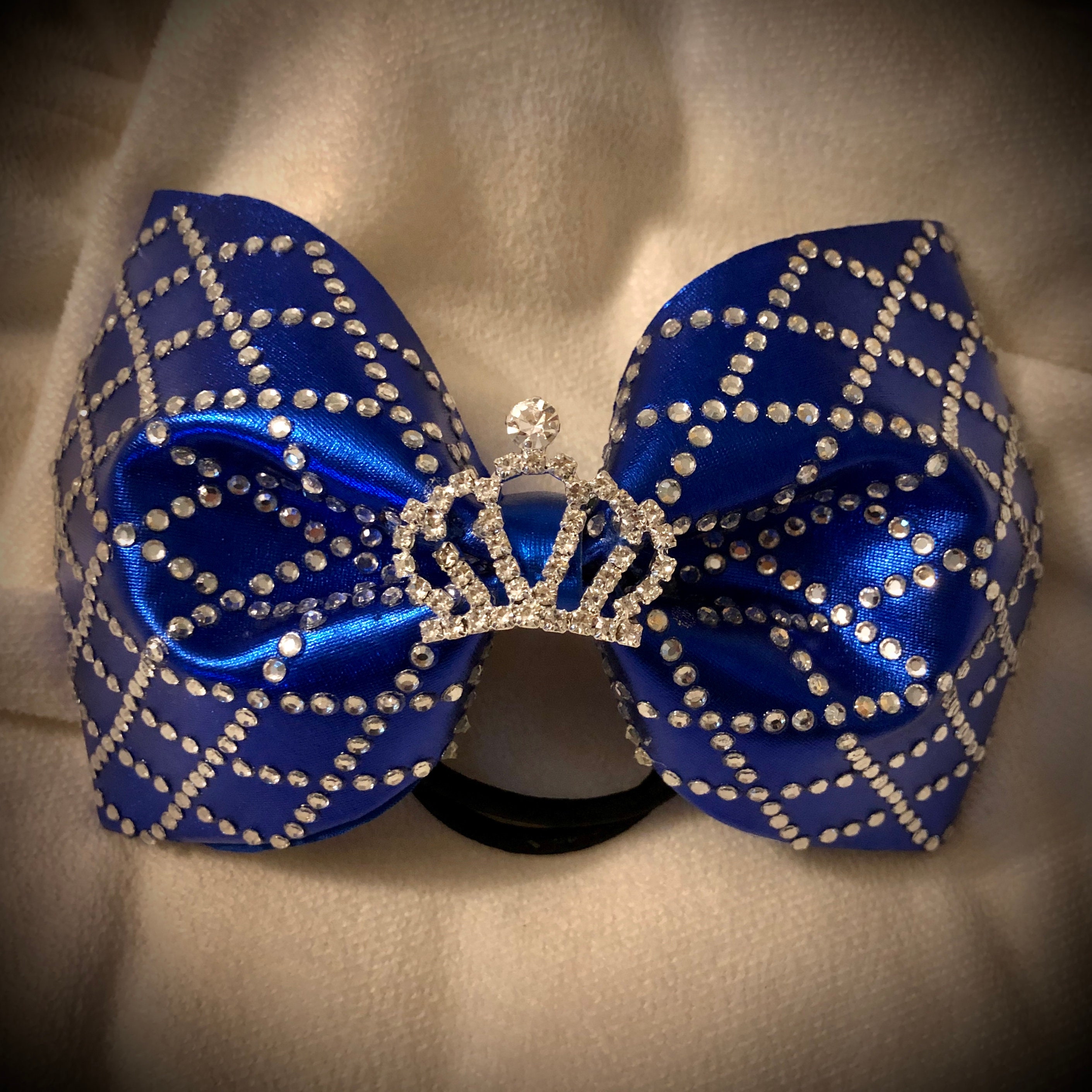 ROYAL PRINCESS Tiara Tailless Cheer Bow Rhinestones Bow 3D Center ...
