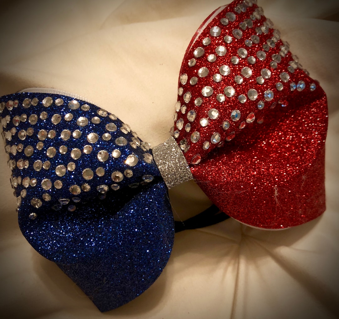 Tick-tock Tailless Cheer Bow With RHINESTONES Glitter Bow Choose Colors ...