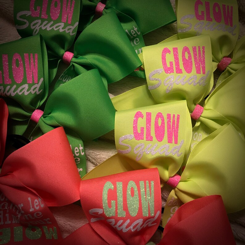 GLOW BOW Glow Party Blacklight Glow Bowadd Text Squad - Etsy