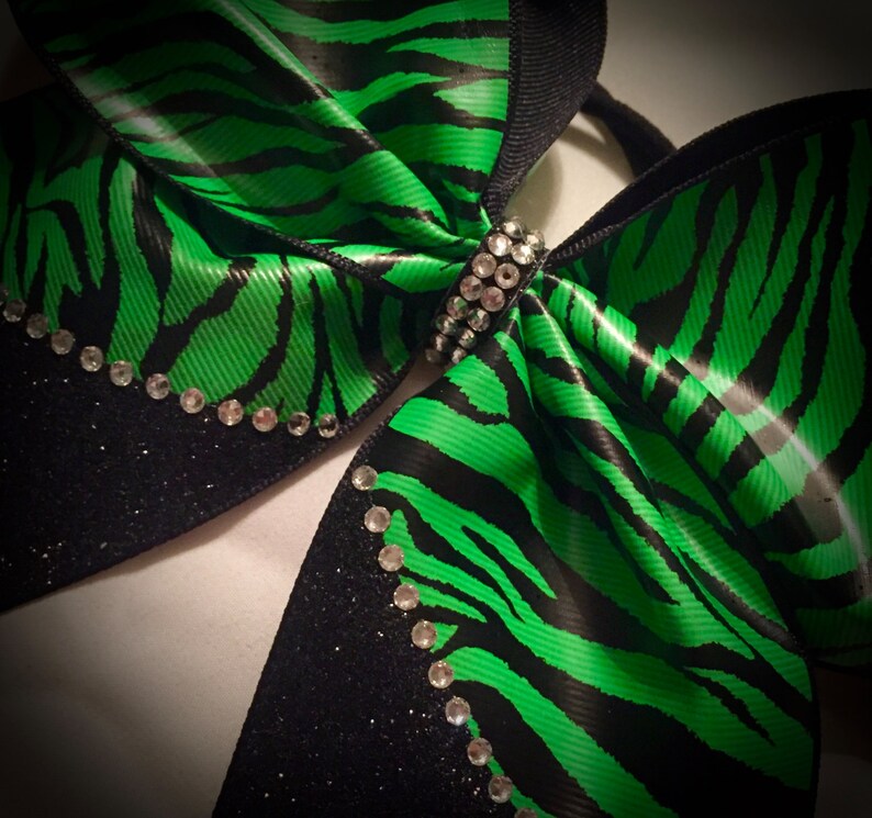 Zebra & GLITTER RHINESTONE Cheer Bow | Etsy
