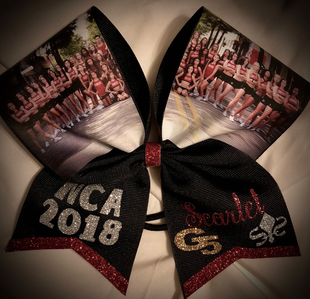 PHOTO Cheer Bow Great Gift Cheer Gift ALL Colors Choose Text/images Ask ...