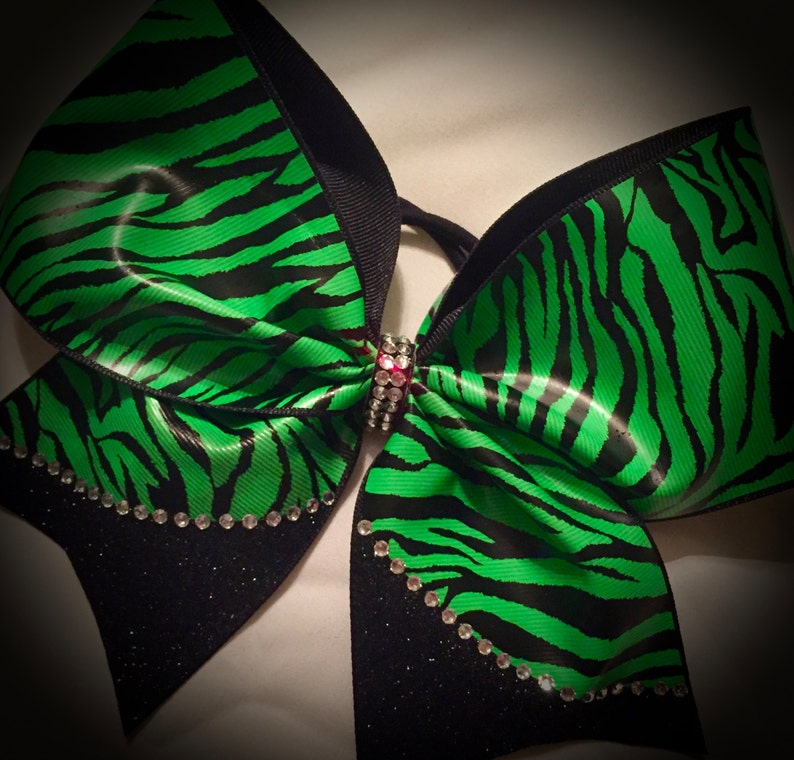 Zebra & GLITTER RHINESTONE Cheer Bow | Etsy