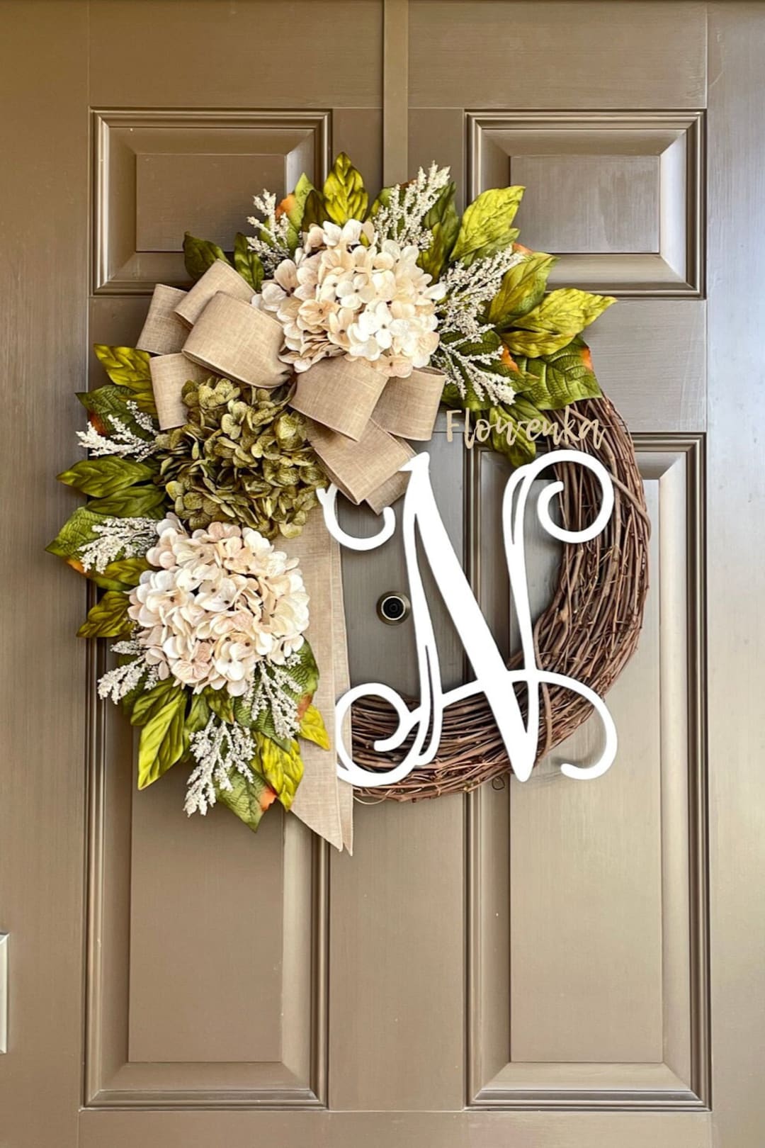 Wreath for Front Door Year Round - All Season Wreath With Monogram ...