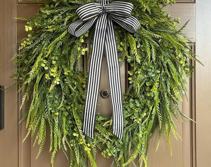 Cascading Greenery Wreath,year Round Greenery Wreath,large Farmhouse ...