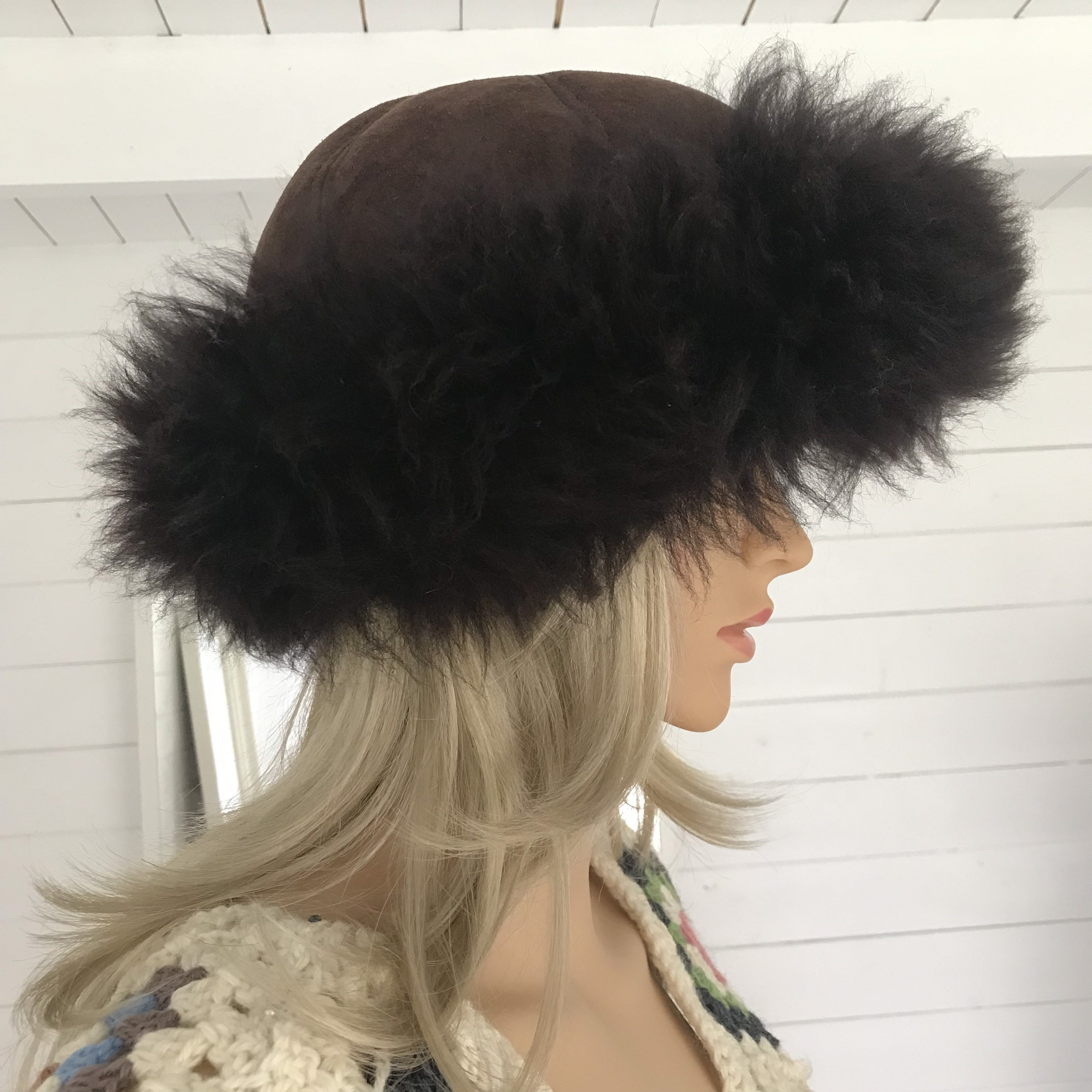 Vintage 1970s Black Shearling Sheepskin Hat Size S - Etsy